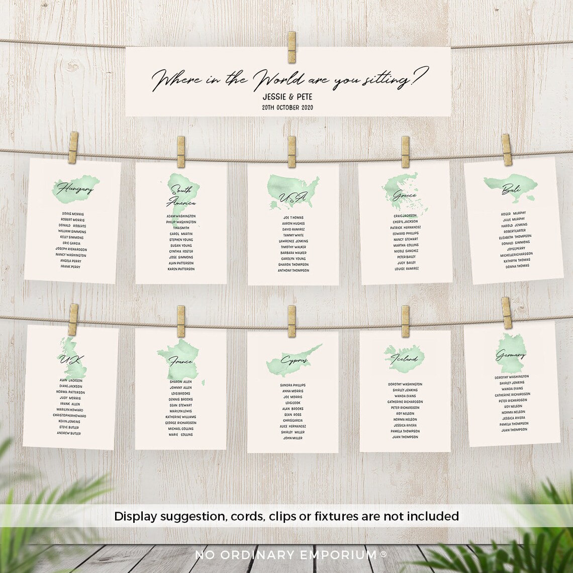 Hanging Seating Chart Cards Wedding Table Names Seating Plan - Etsy