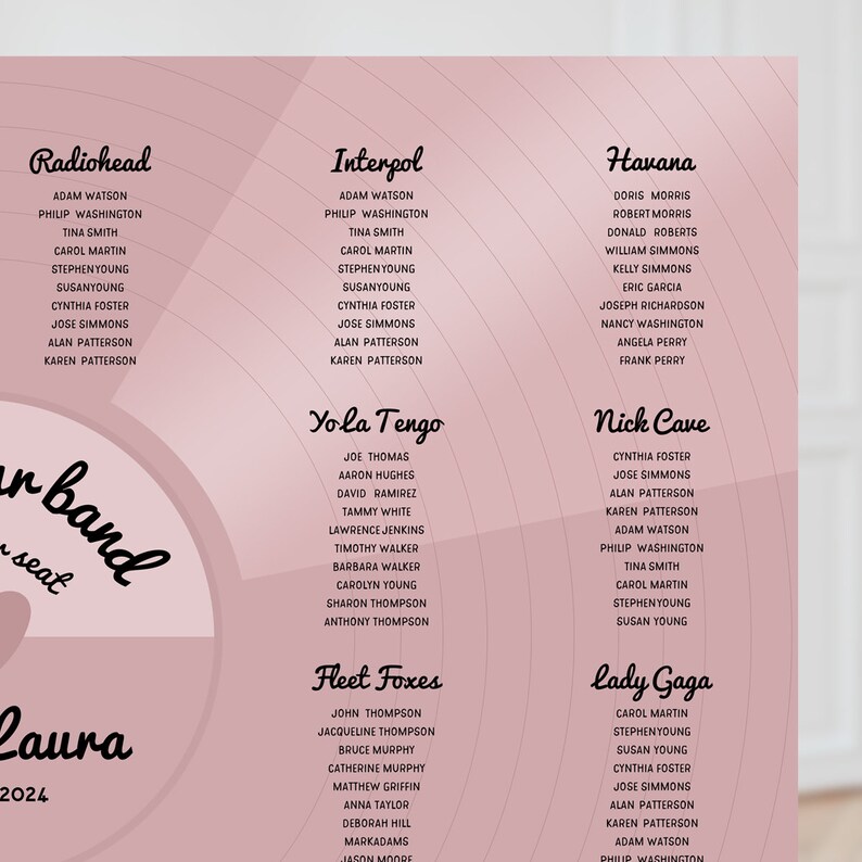 Record Table Plan Vinyl Seating Chart Music Theme Wedding - Etsy