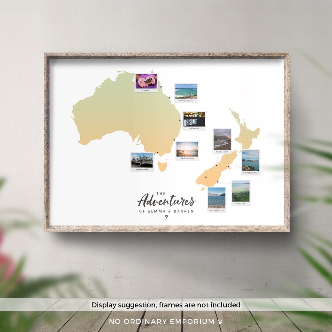 Travel Map Photo Collage, Honeymoon Destination Trip, Places Been ...