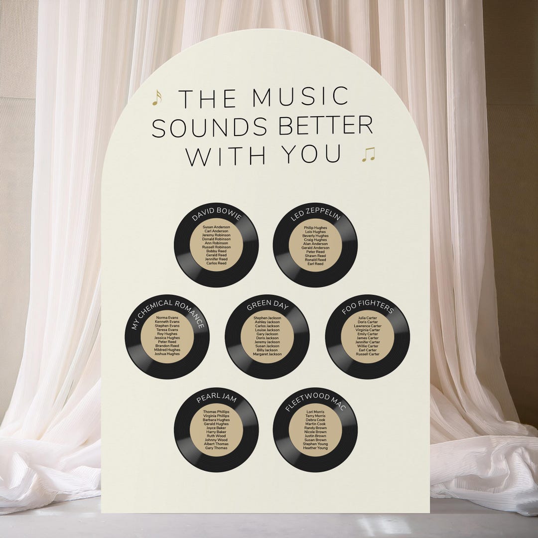 Large Vinyl Record Table Plan, Music Sounds Better Record Wedding ...