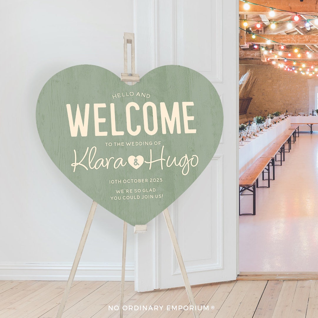 Rustic Heart Shaped Welcome Sign, Unique Wedding Sign, Engagement Party ...