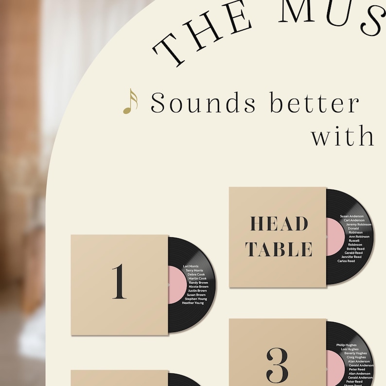 Record Table Plan, Record Seating Chart, Music Theme Wedding, Vinyl ...