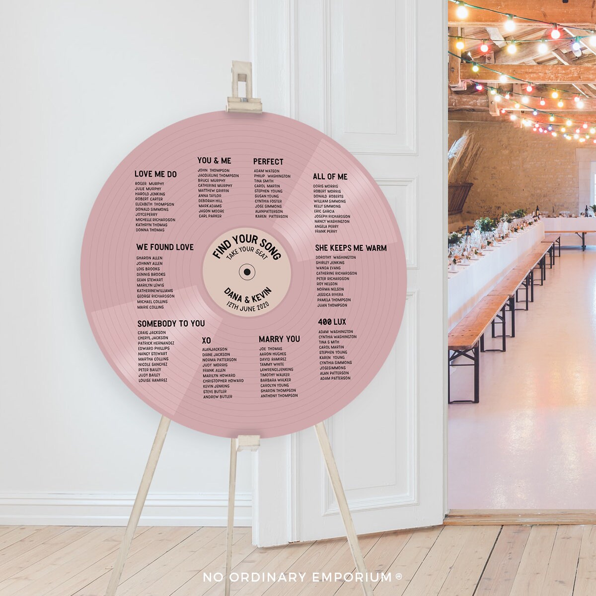 Music Theme Wedding Seating Chart Record Shape Table Plan DJ - Etsy