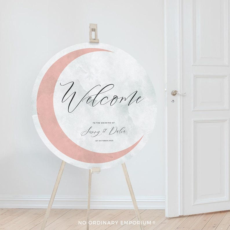 Celestial Crescent Moon Welcome Sign, Starry Night Wedding, Stars ...