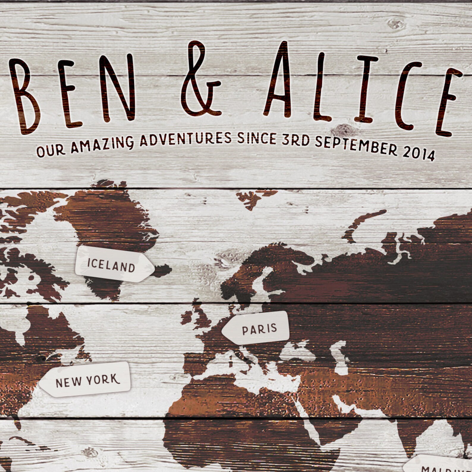 World Map Poster Print Wood Look Poster Travel Bucket List | Etsy