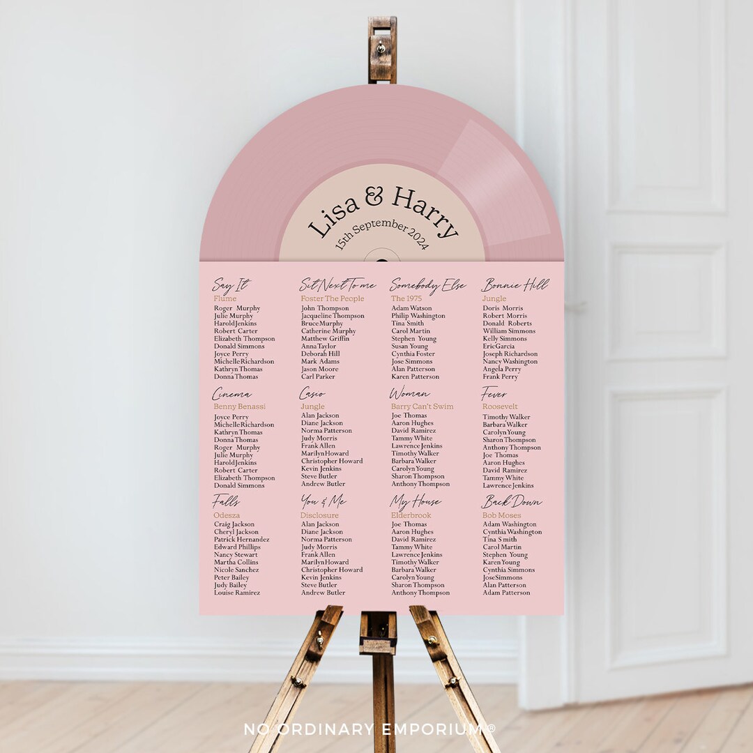 Record Table Plan, Album Seating Chart, Large Vinyl Seating Plan, Music ...