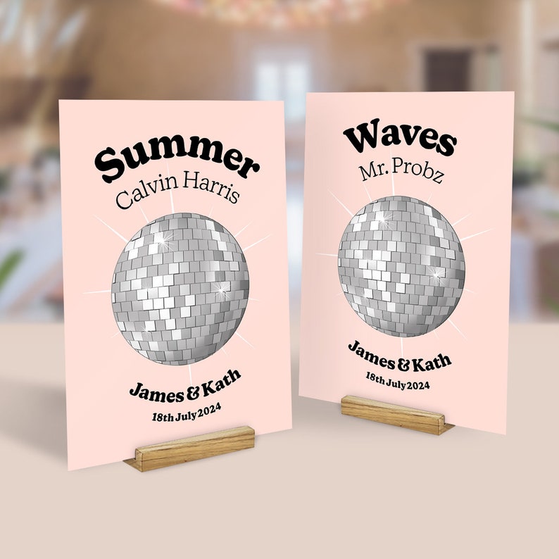 Disco Ball Table Cards, Retro Wedding Centrepiece, Disco Theme Wedding ...