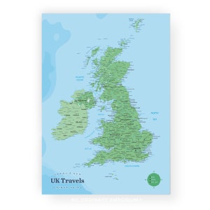 UK Push Pin Board Map, Places Been United Kingdom, UK Travels Map Gift ...