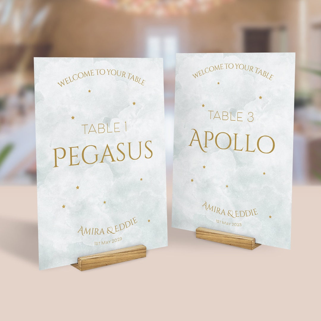 Moon and Stars Table Name Number Cards, Celestial Wedding Theme Decor ...