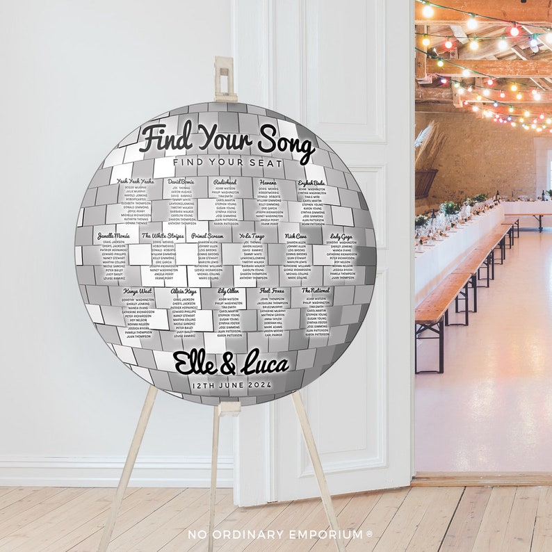 Disco Ball-style Table Plan Music Theme Wedding Seating - Etsy