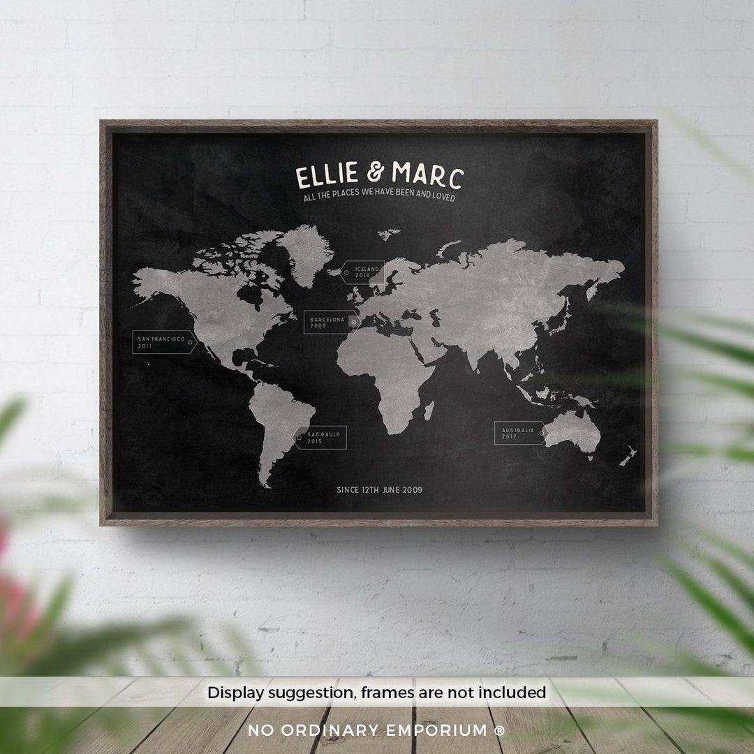 Bucket List Map, World Travel Map, Personalised Map, Custom World Print ...