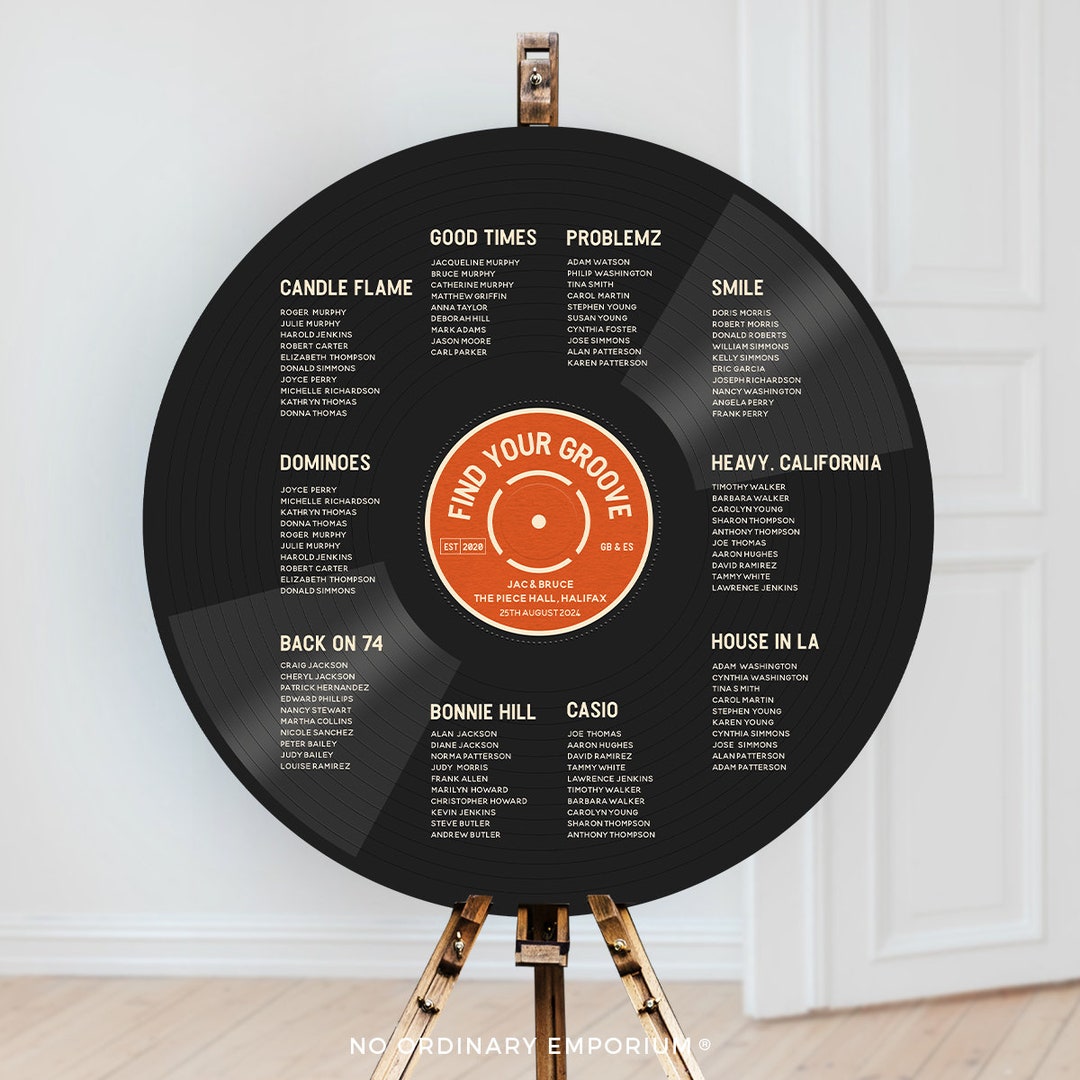 Record Table Plan, Record Seating Chart, Music Theme Wedding, Disco ...