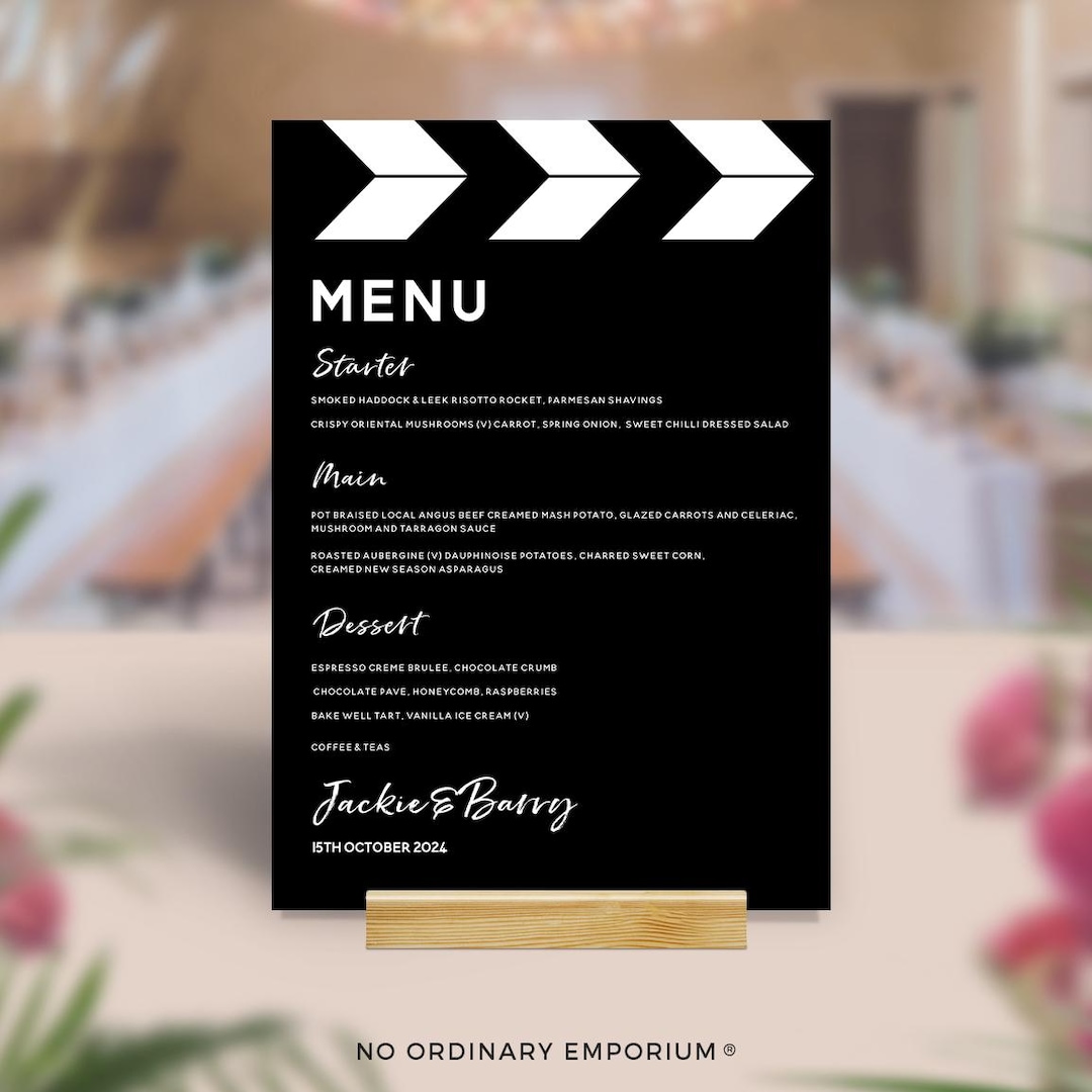 Movie Theme Wedding Menus, Film Wedding Decor, Cinema Hollywood Film ...