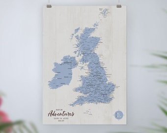 UK Push Pin Board Map Places Been United Kingdom UK Travels | Etsy UK