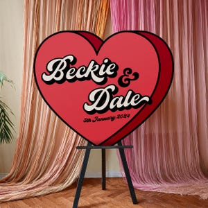 Heart Shaped Wedding Sign, Quirky Welcome Sign, Unique Engagement Party ...