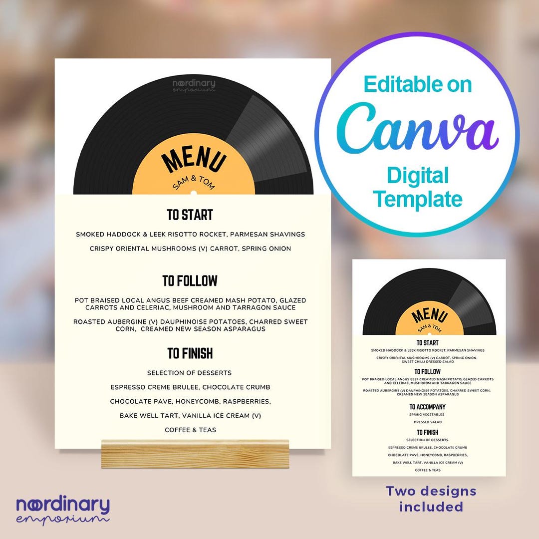 Vinyl Table Menus, Canva Editable Digital Template, Wedding Table Food ...