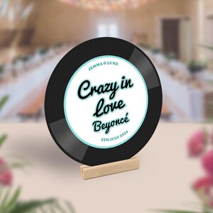 Round Record Table Cards, Music Theme Wedding Table Names, Vintage ...