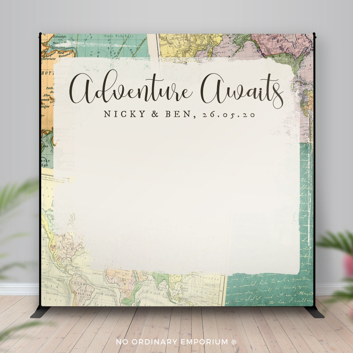 Map Theme Backdrop Travel Theme Wedding Engagement Banner | Etsy