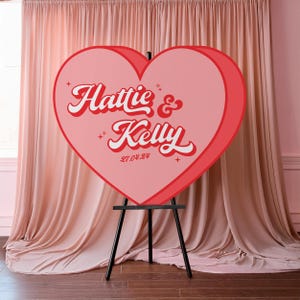 Heart Shaped Wedding Sign, Quirky Welcome Sign, Unique Engagement Party ...