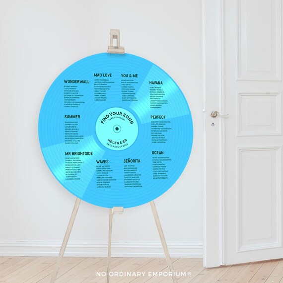 Music Theme Birthday Party Sign Record Shape Table Plan | Etsy