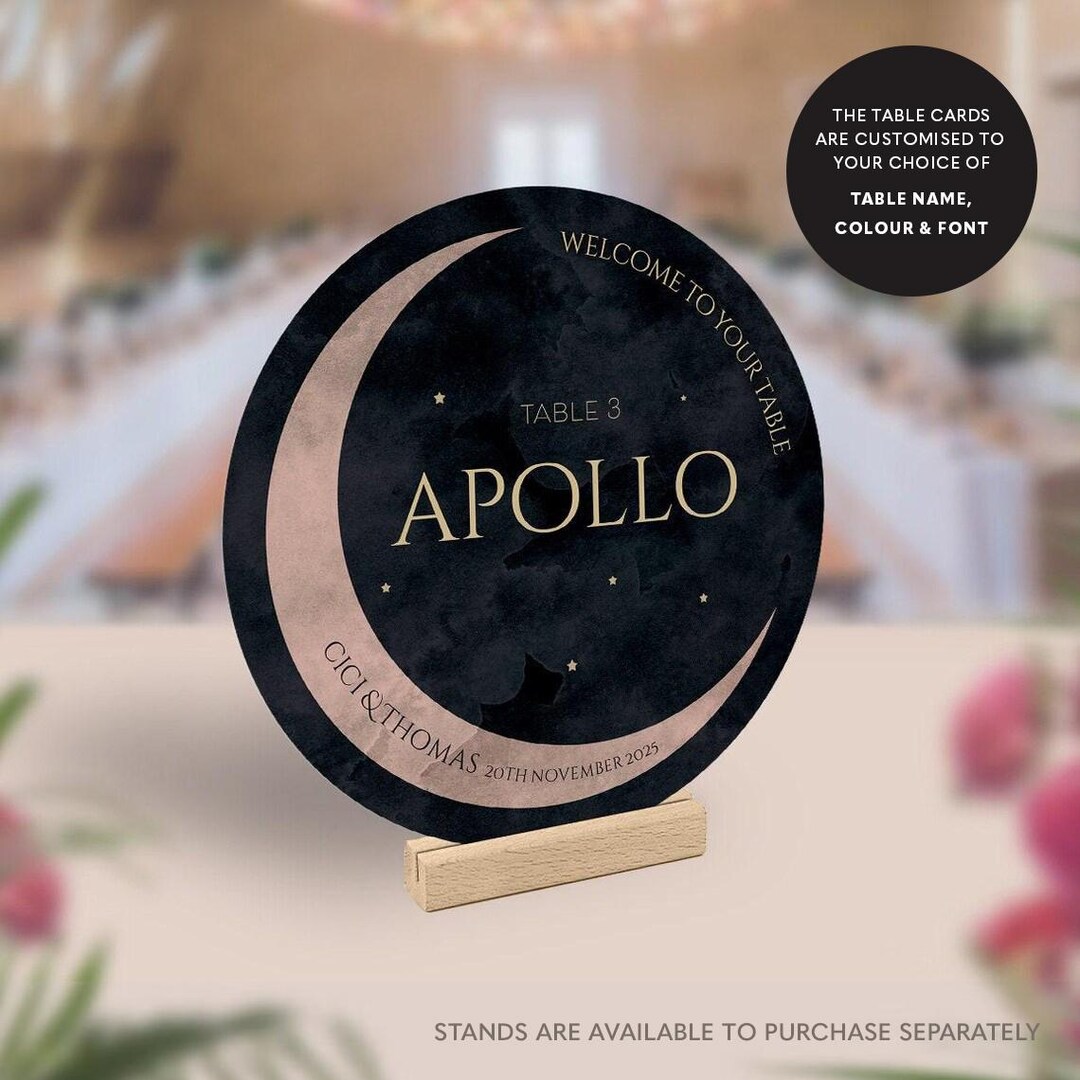 Moon Stars Table Names, Celestial Theme Wedding Table Numbers, Crescent ...