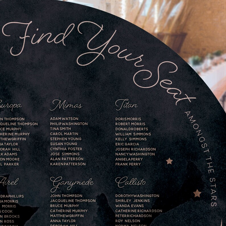 Moon and Stars Wedding Table Plan Celestial Theme Wedding | Etsy