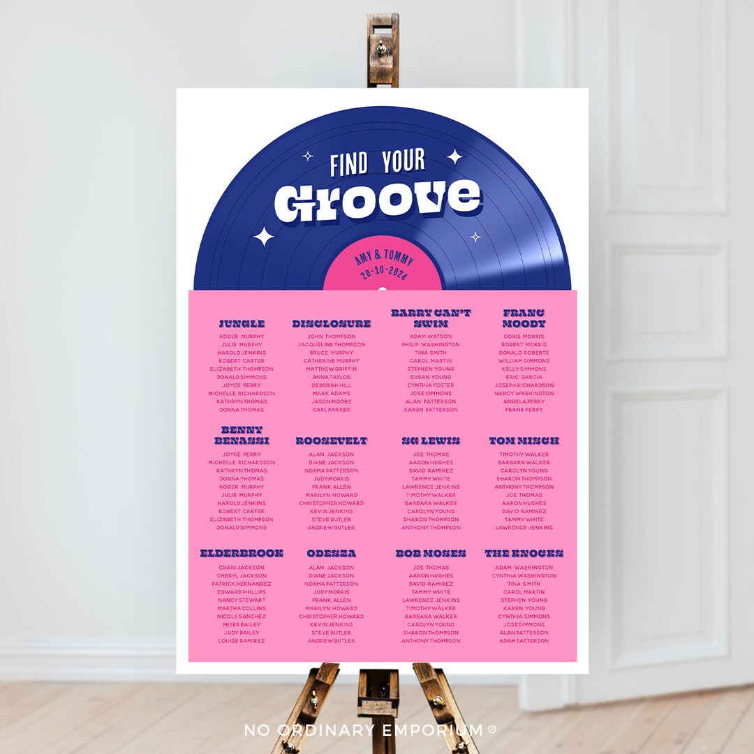 Retro Disco Wedding Table Plan, Vinyl Record Seating Plan, Fun ...