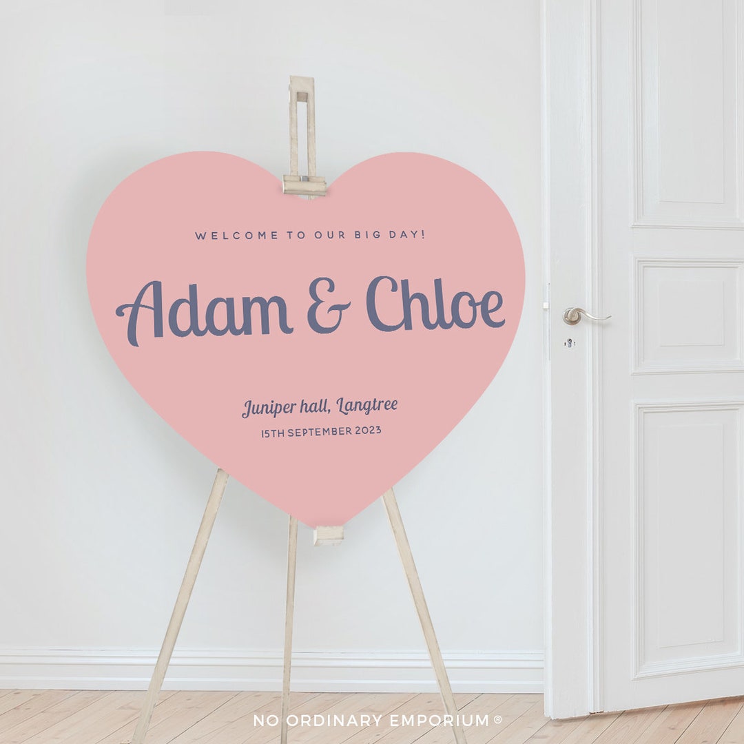 Heart Shaped Welcome Sign, Wedding Sign Board, Engagement Party, Unique ...