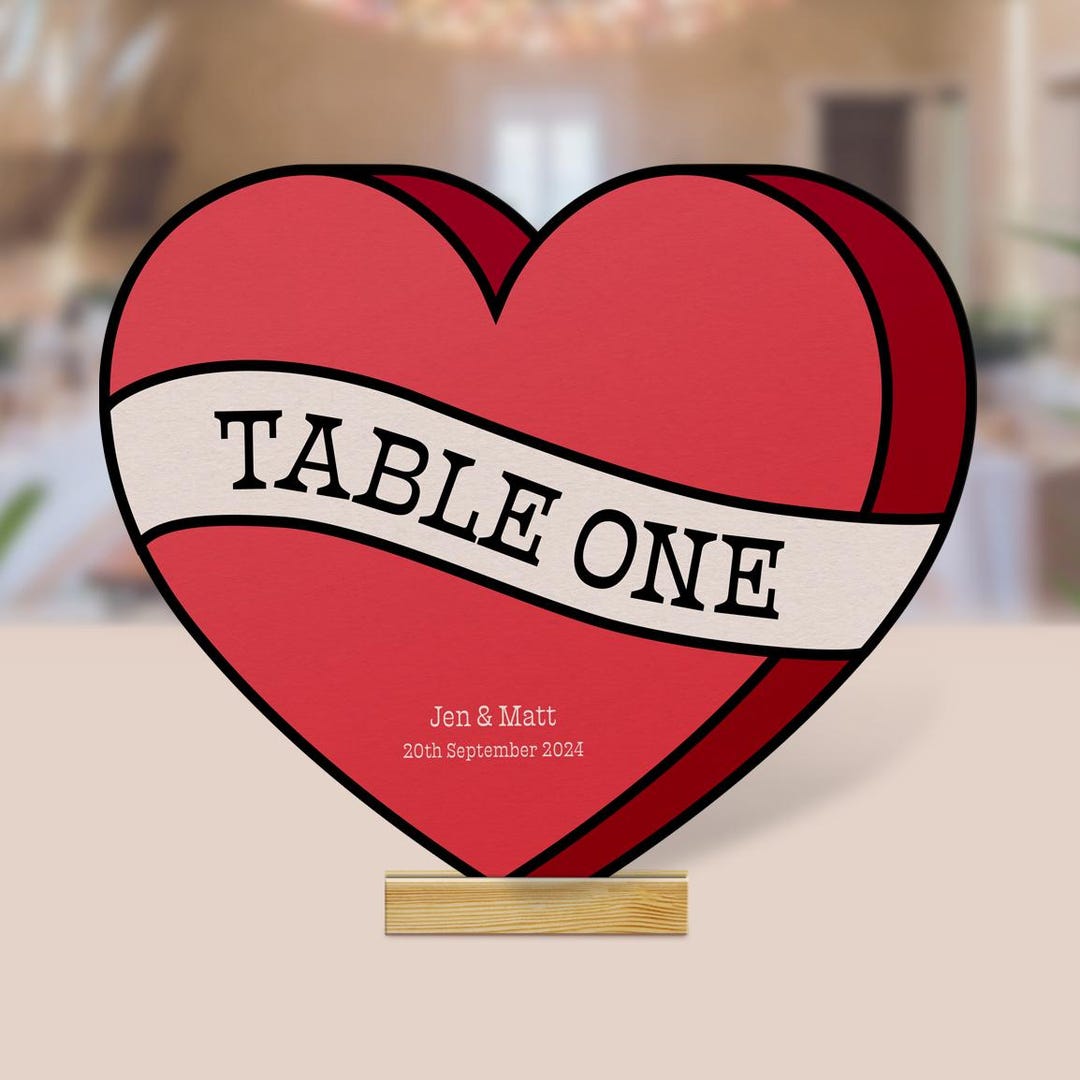 Heart Table Numbers, Retro Table Names, Wedding Decor, Heart Tattoo ...