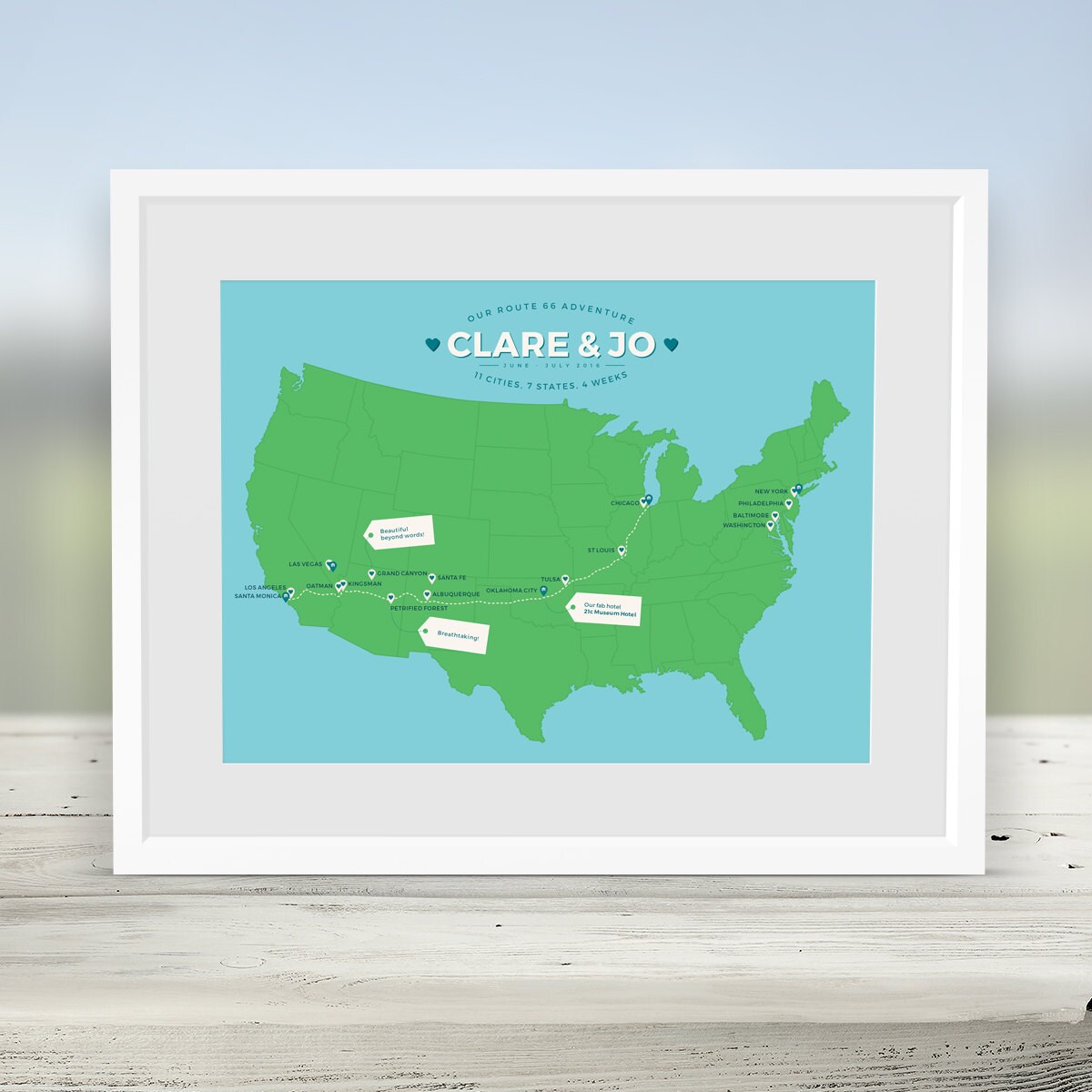 Custom USA Road Trip Map Route 66 Travel Map North America | Etsy