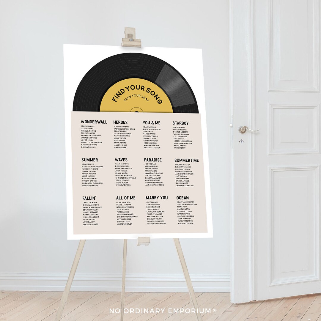 Record Table Plan, Record Seating Chart, Music Theme Wedding, Vinyl ... Record Table Plan, Record Seating Chart, Music Theme Wedding, Vinyl ...