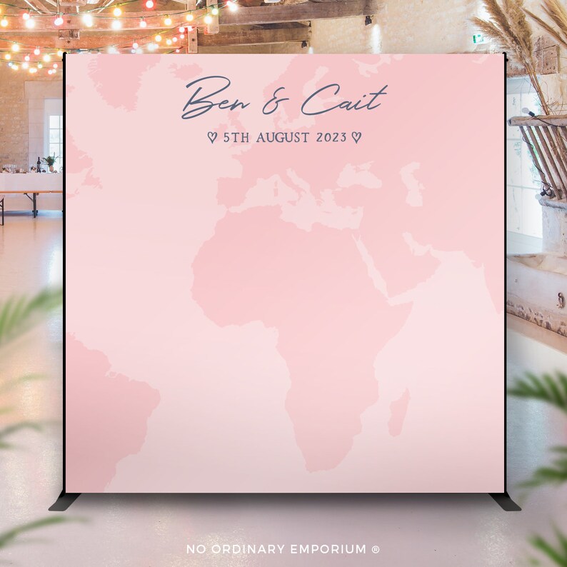 World Map Backdrop Our Adventure Begins Travel Wedding | Etsy