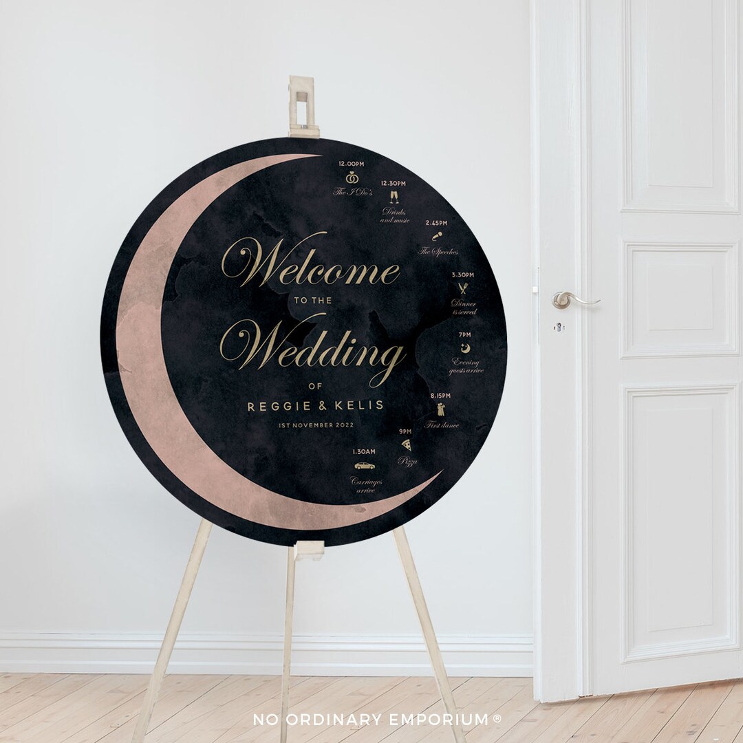 Wedding Order of the Day Sign, Celestial Wedding Timeline, Welcome Moon ...