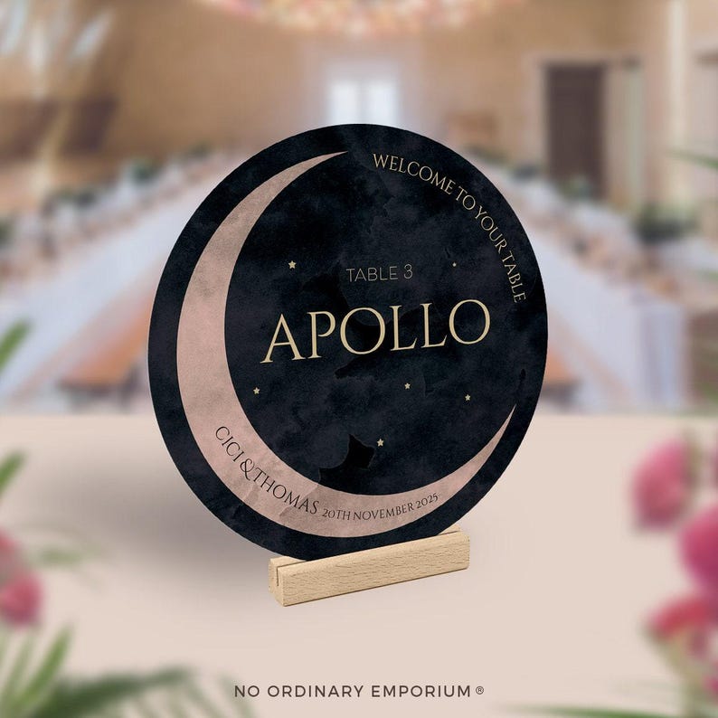 Moon Stars Table Names, Celestial Theme Wedding Table Numbers, Crescent ...