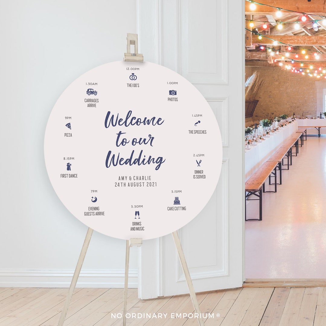 Timeline Wedding Sign, Round Welcome Sign, Order of Day Sign, Events ...