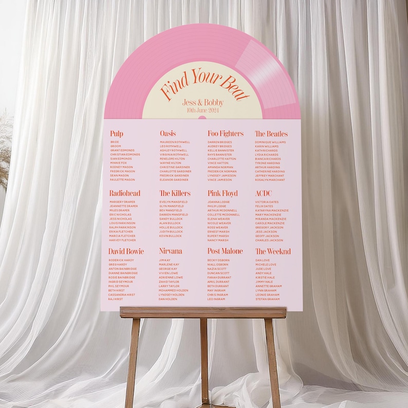 Record Table Plan, Album Seating Chart, Large Vinyl Seating Plan, Music ...
