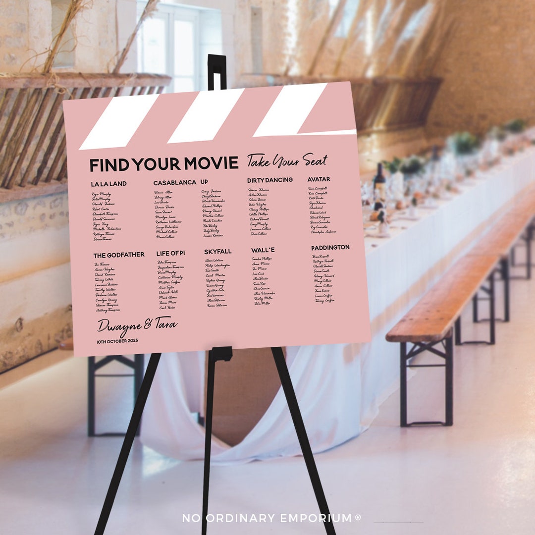 Movie Theme Seating Chart Retro Table Plan Film Wedding - Etsy