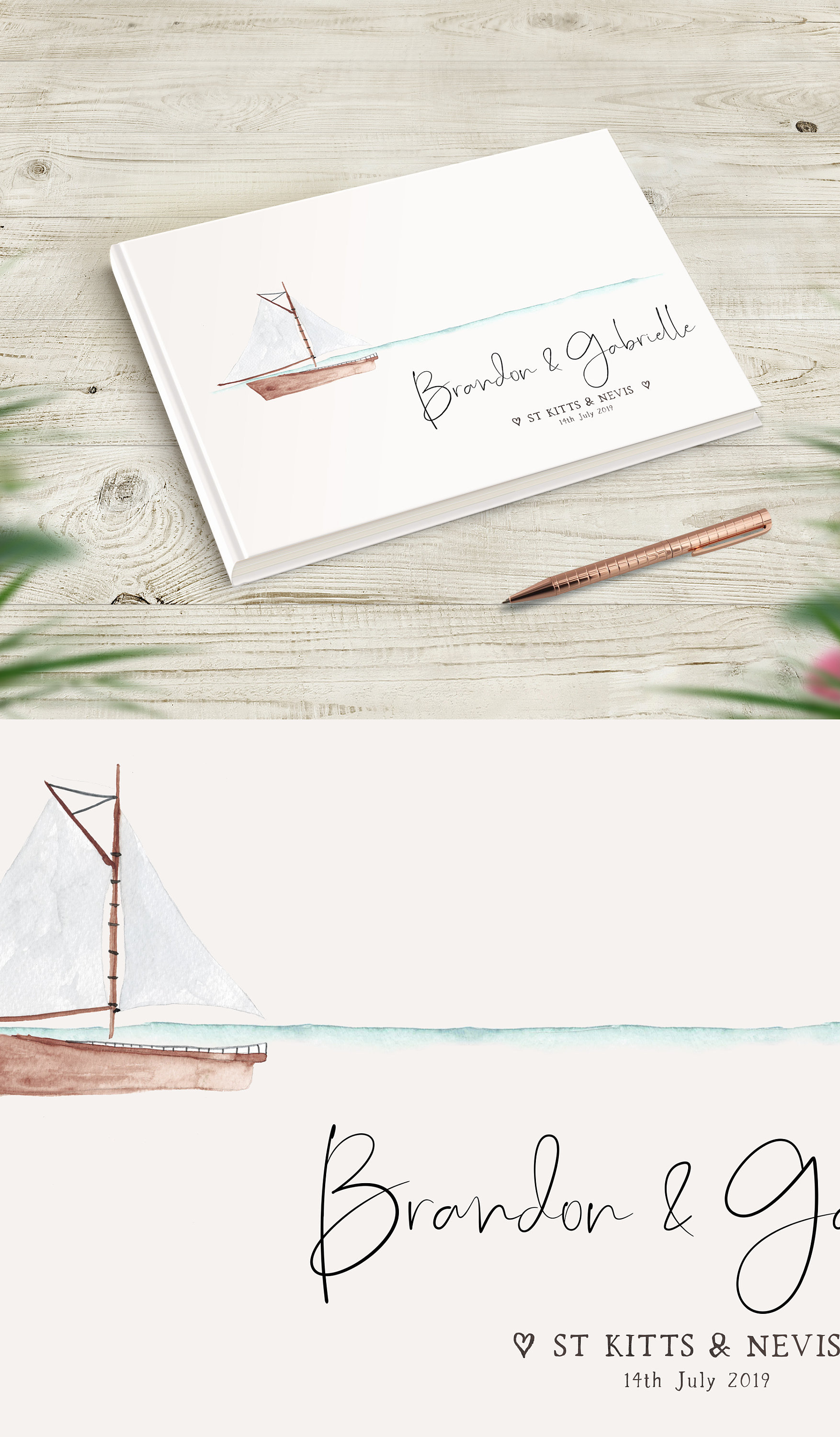 Visitor Guest Book Travel Theme Guestbook Holiday Home Palm | Etsy