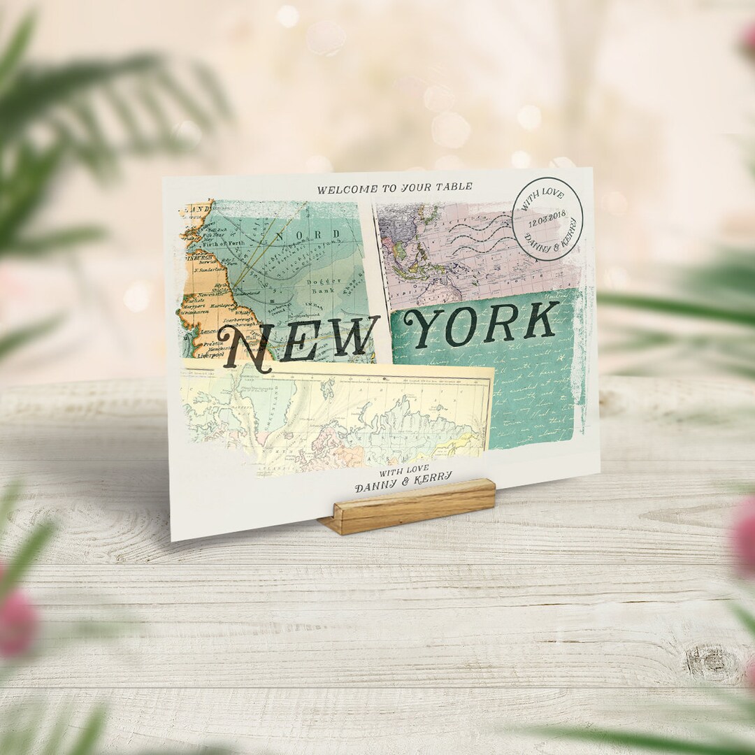 Vintage Map Location Names, Travel Table Numbers, Travel Theme Wedding ...