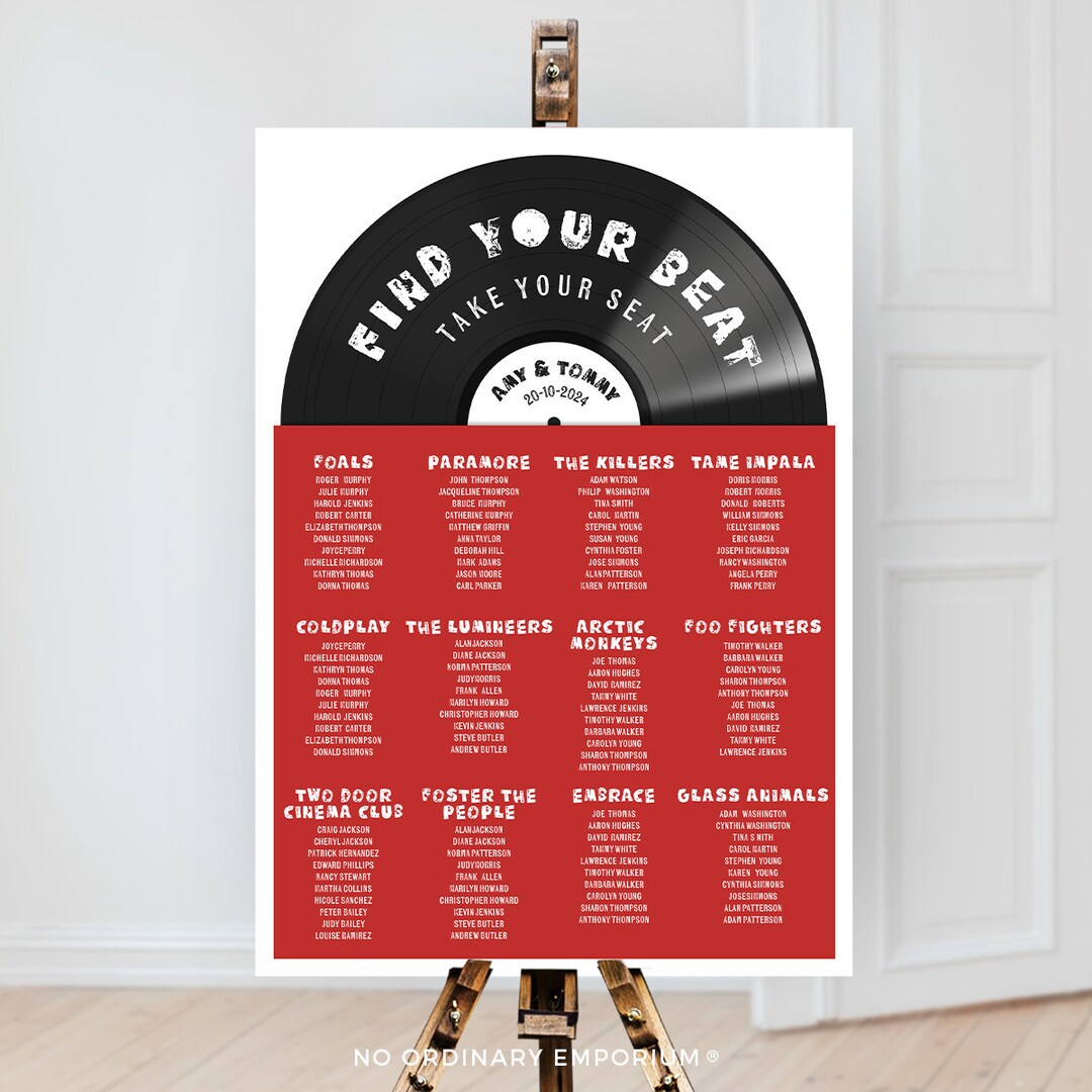 Rock Alternative Wedding Seating Chart, Wedding Seating Sign, Festival ...