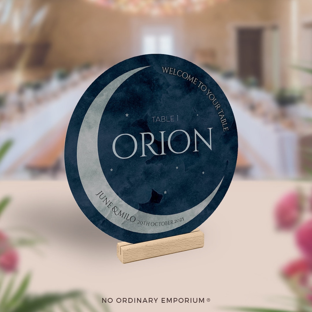 Moon and Stars Wedding Stationary, Table Names, Table Numbers, Food ...