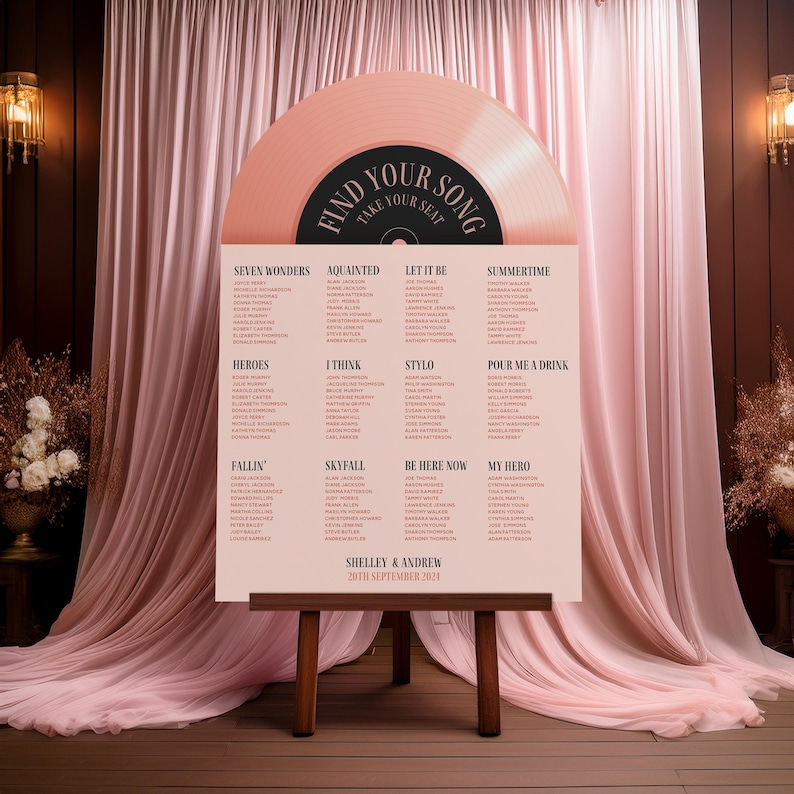 Record Table Plan, Album Seating Chart, Large Vinyl Seating Plan, Music ...