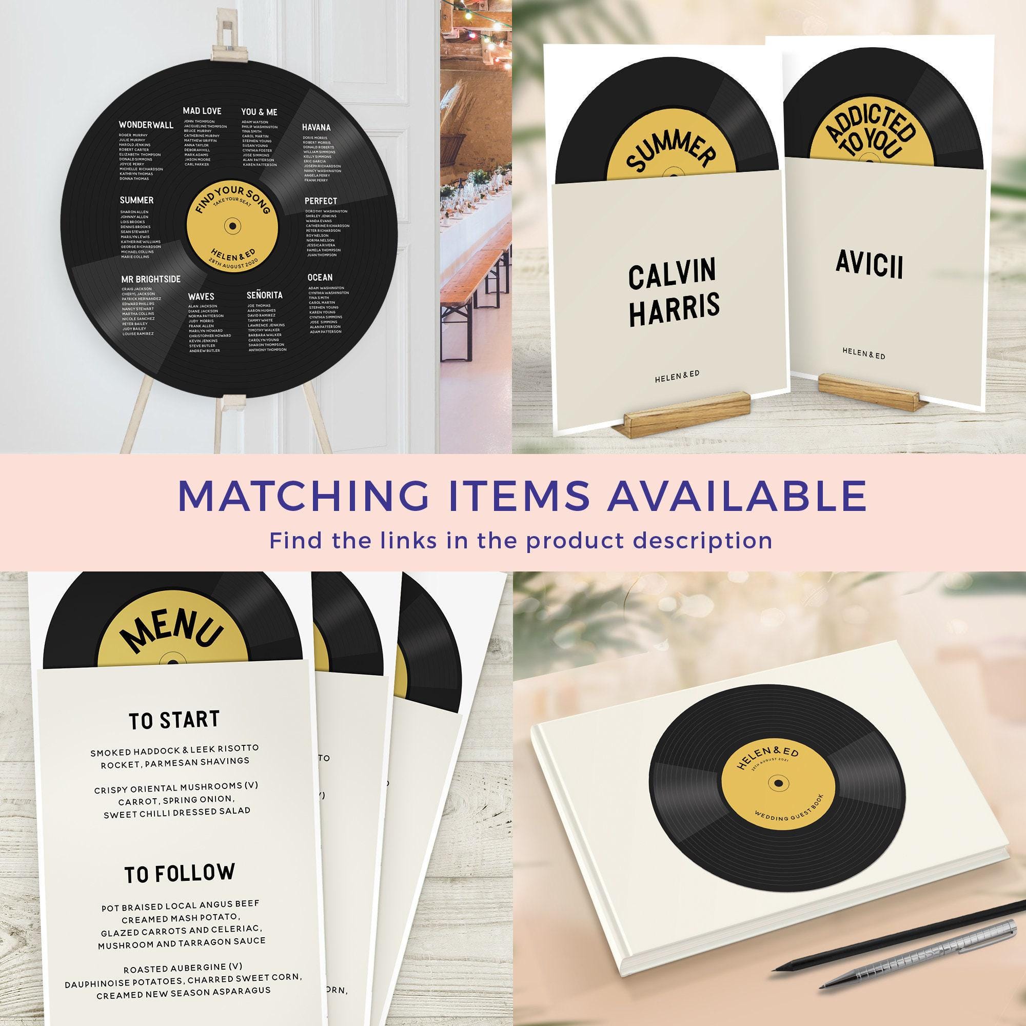 Record Table Cards, Music Theme Wedding Table Names, Vintage Vinyl ...