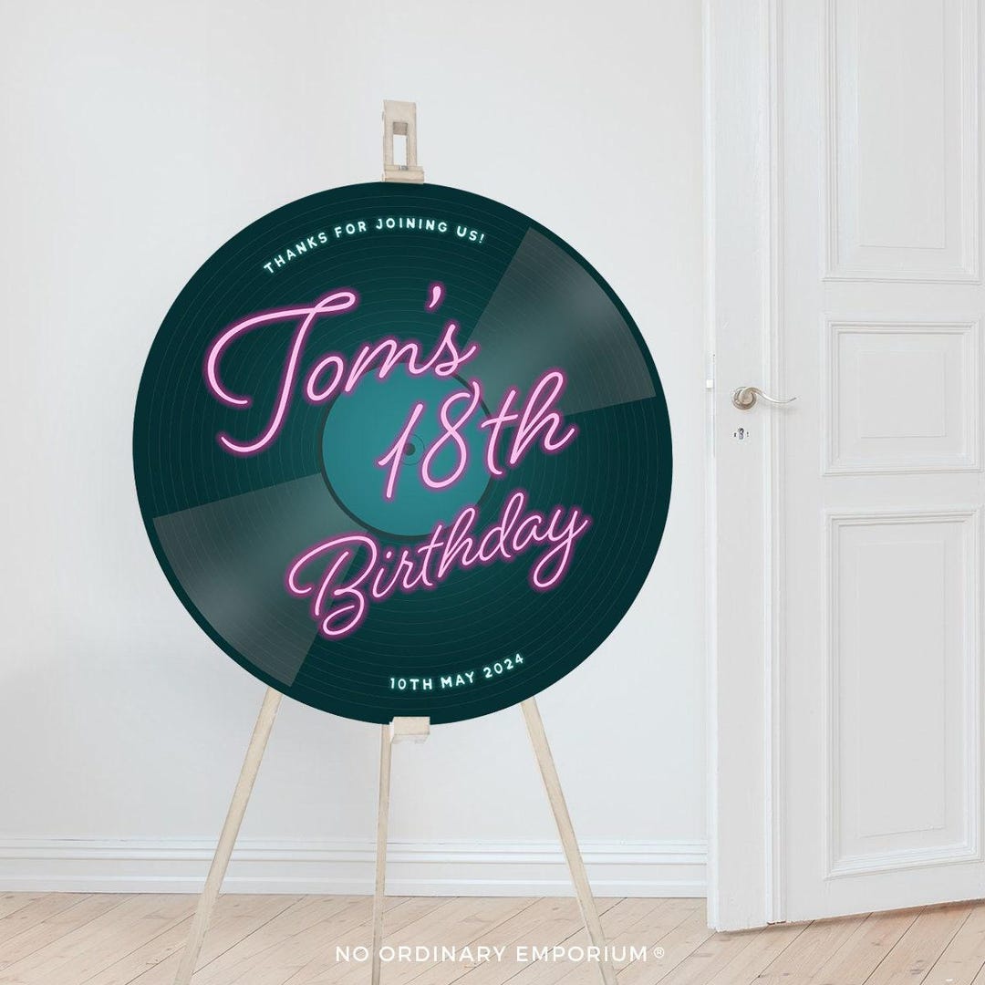 Record Sign, Vinyl Style Birthday Party Sign, Music Theme, Soundtrack ...