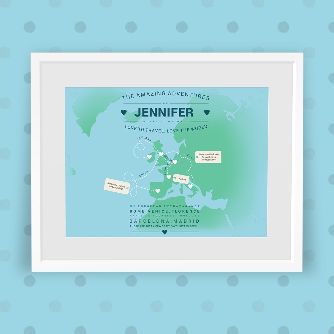 Personalised World Map Custom World Map Travel Map World | Etsy UK