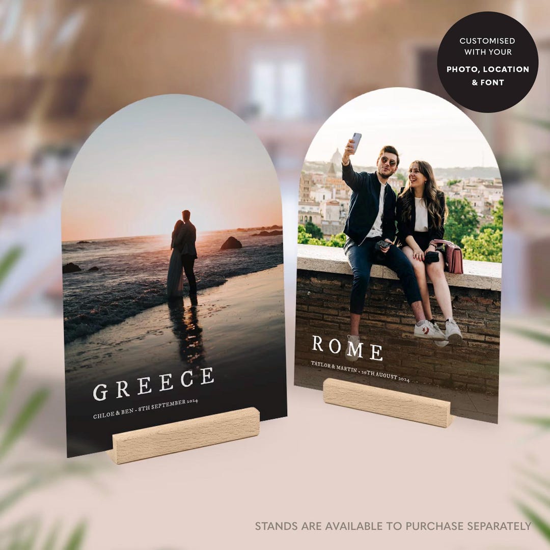 Arch Picture Table Number Cards, Arched Photo Table Numbers, Travel ...