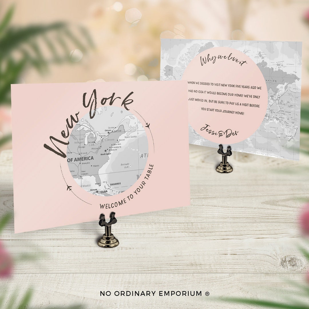 Travel Table Name Card, Travel Theme Wedding, Globe Table Card, World ...