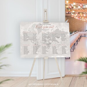 World Map Seating Chart Board, Travel Theme Table Plan, Where in the ...