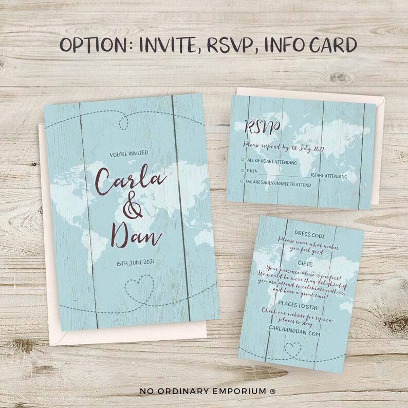 Travel Theme Invitations Destination Wedding Invitations - Etsy