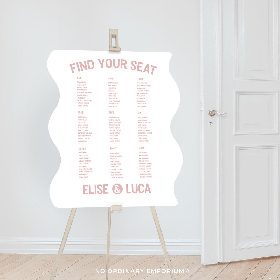 Wavy Seating Chart, Unique Table Plan, Quirky Wedding Decor, Cut to ...